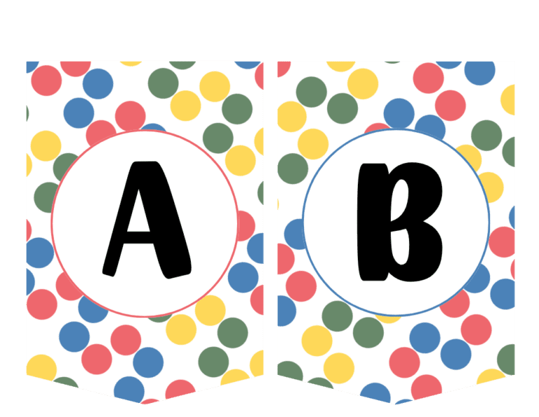 Polka Dot Rainbow Alphabet Banner Free Printable - Our Happy Corner
