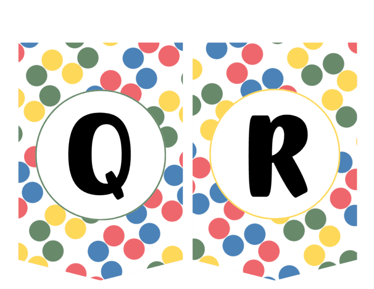 Polka Dot Rainbow Alphabet Banner Free Printable - Our Happy Corner
