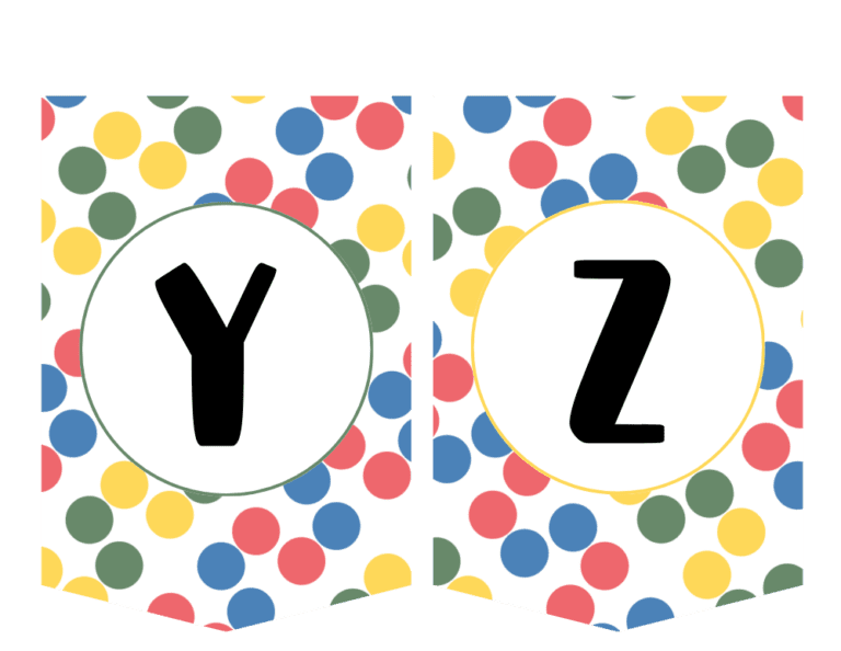 Polka Dot Rainbow Alphabet Banner Free Printable - Our Happy Corner