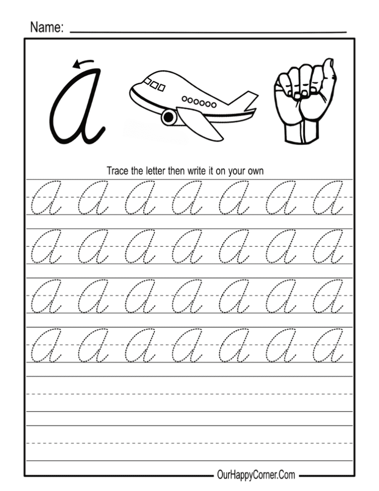 Free Cursive Alphabet Tracing Worksheets - Our Happy Corner