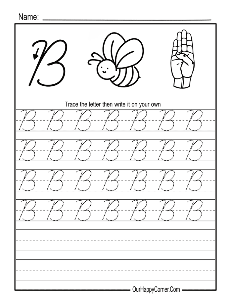 Free Cursive Alphabet Tracing Worksheets - Our Happy Corner