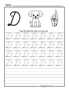 Free Cursive Alphabet Tracing Worksheets - Our Happy Corner