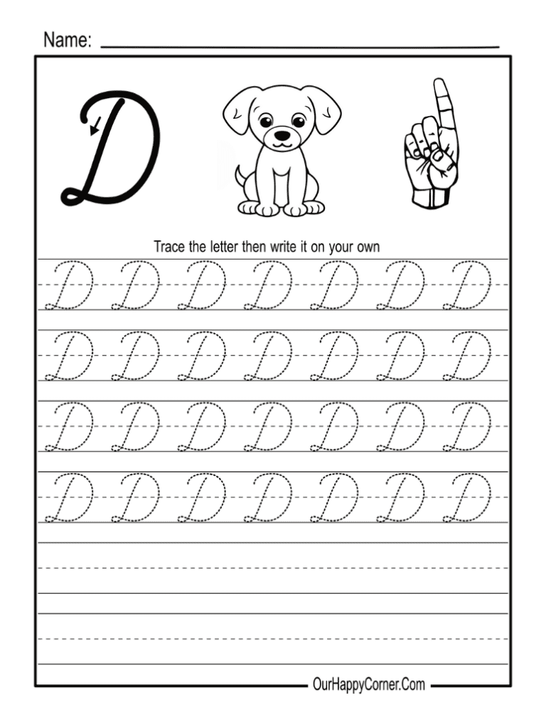 Free Cursive Alphabet Tracing Worksheets - Our Happy Corner