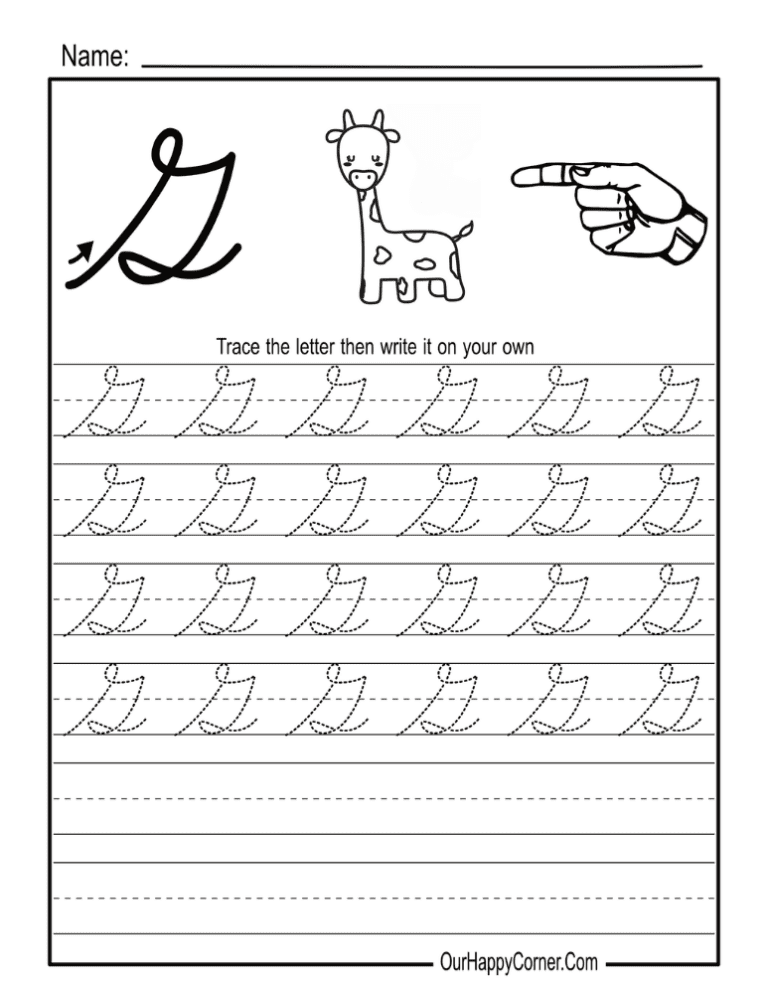 Free Cursive Alphabet Tracing Worksheets - Our Happy Corner