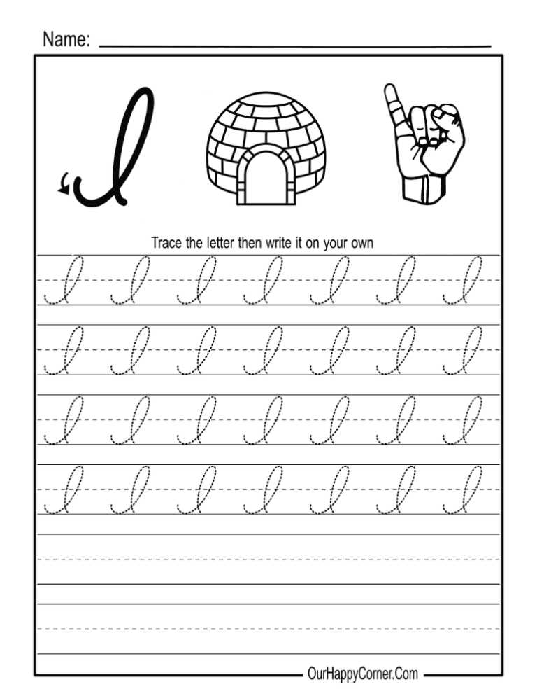 Free Cursive Alphabet Tracing Worksheets - Our Happy Corner