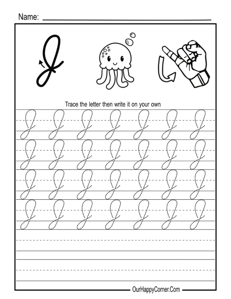 Free Cursive Alphabet Tracing Worksheets - Our Happy Corner