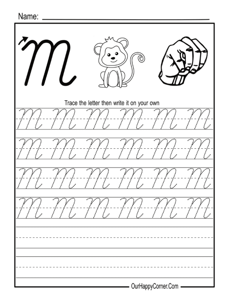 Free Cursive Alphabet Tracing Worksheets - Our Happy Corner