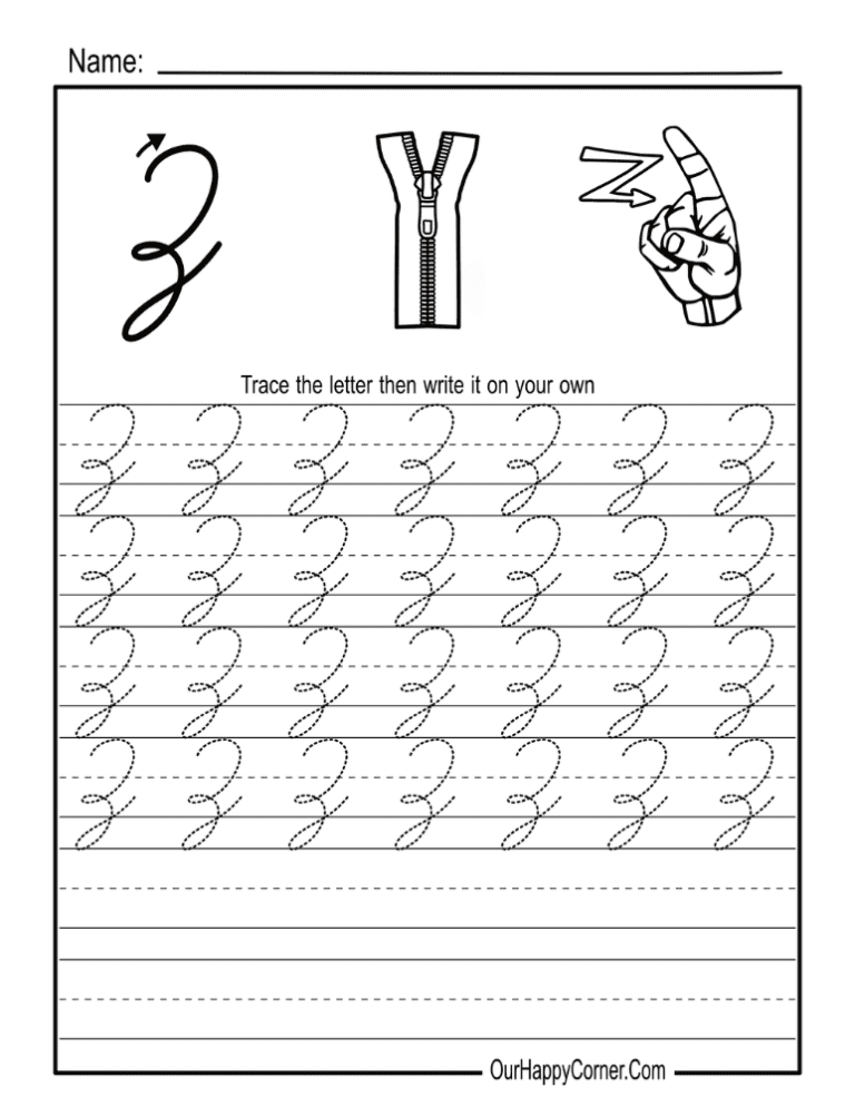 Free Cursive Alphabet Tracing Worksheets - Our Happy Corner
