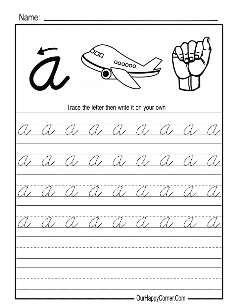 Free Cursive Alphabet Tracing Worksheets - Our Happy Corner