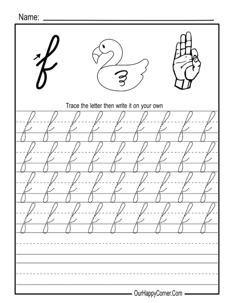 Free Cursive Alphabet Tracing Worksheets - Our Happy Corner