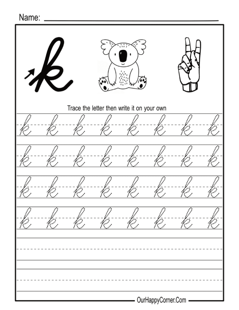 Free Cursive Alphabet Tracing Worksheets - Our Happy Corner