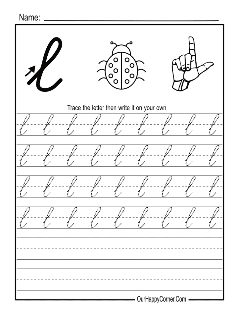 Free Cursive Alphabet Tracing Worksheets - Our Happy Corner