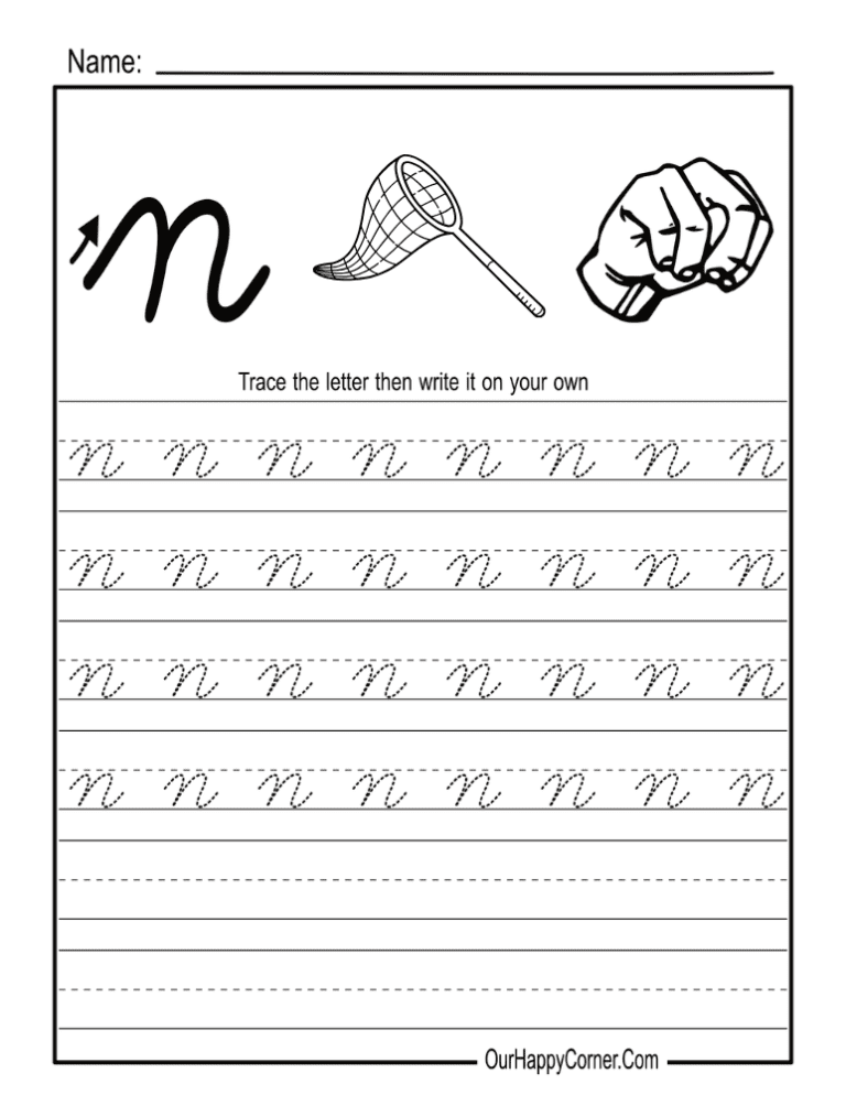Free Cursive Alphabet Tracing Worksheets - Our Happy Corner
