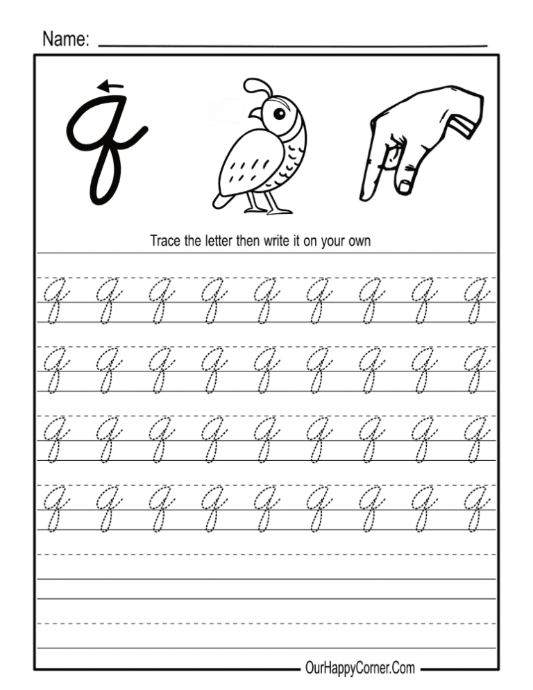 Free Cursive Alphabet Tracing Worksheets - Our Happy Corner