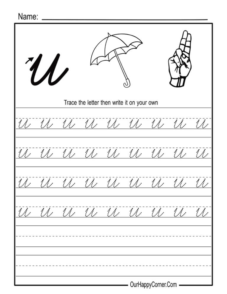 Free Cursive Alphabet Tracing Worksheets - Our Happy Corner