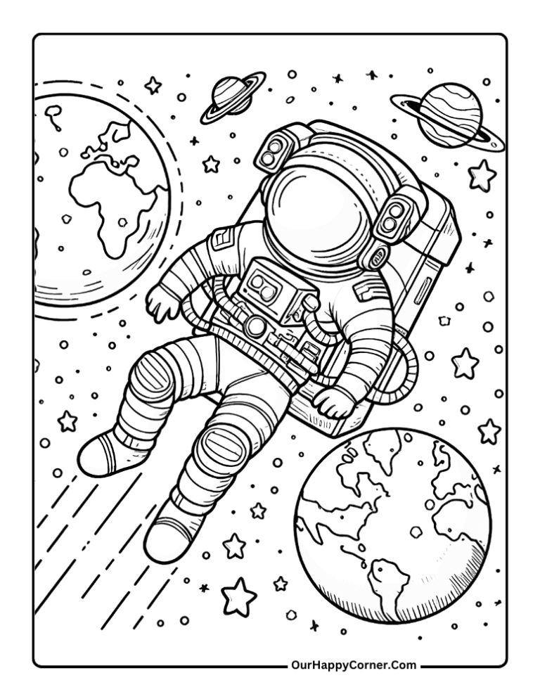 Astronaut Coloring Pages Free Printables - Our Happy Corner