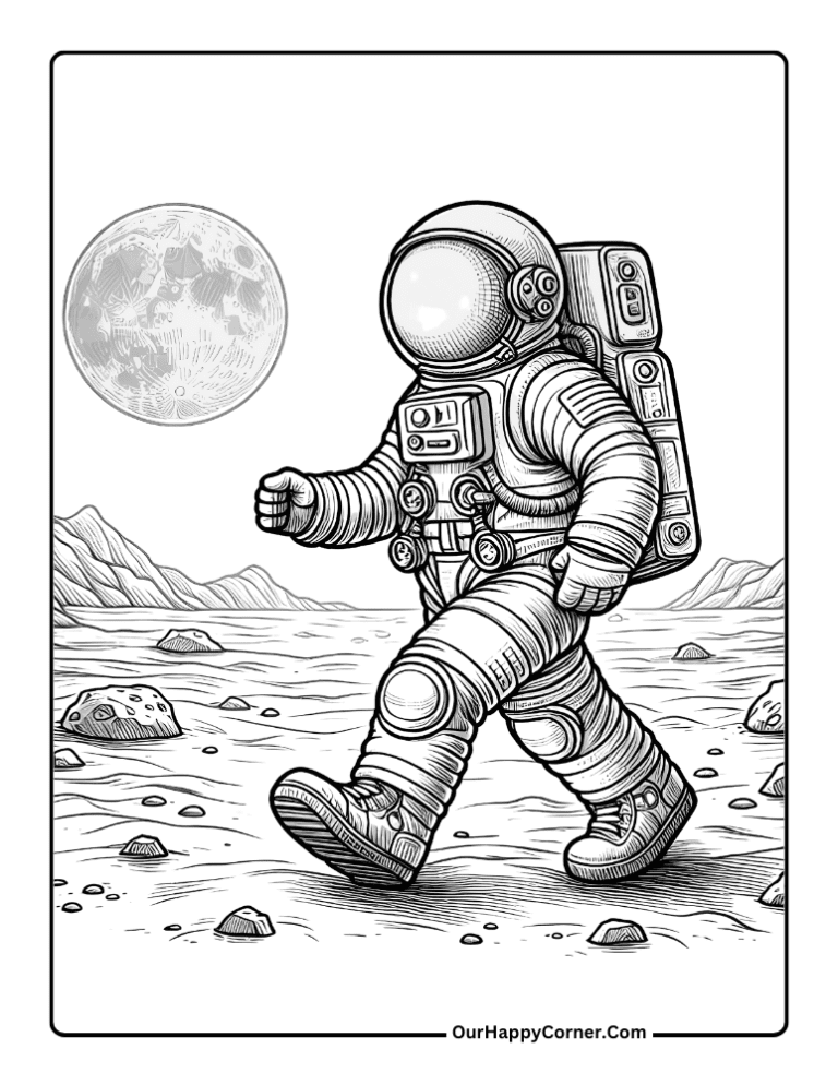 Astronaut Coloring Pages Free Printables - Our Happy Corner