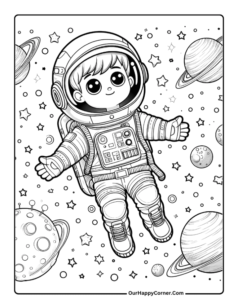 Astronaut Coloring Pages Free Printables - Our Happy Corner