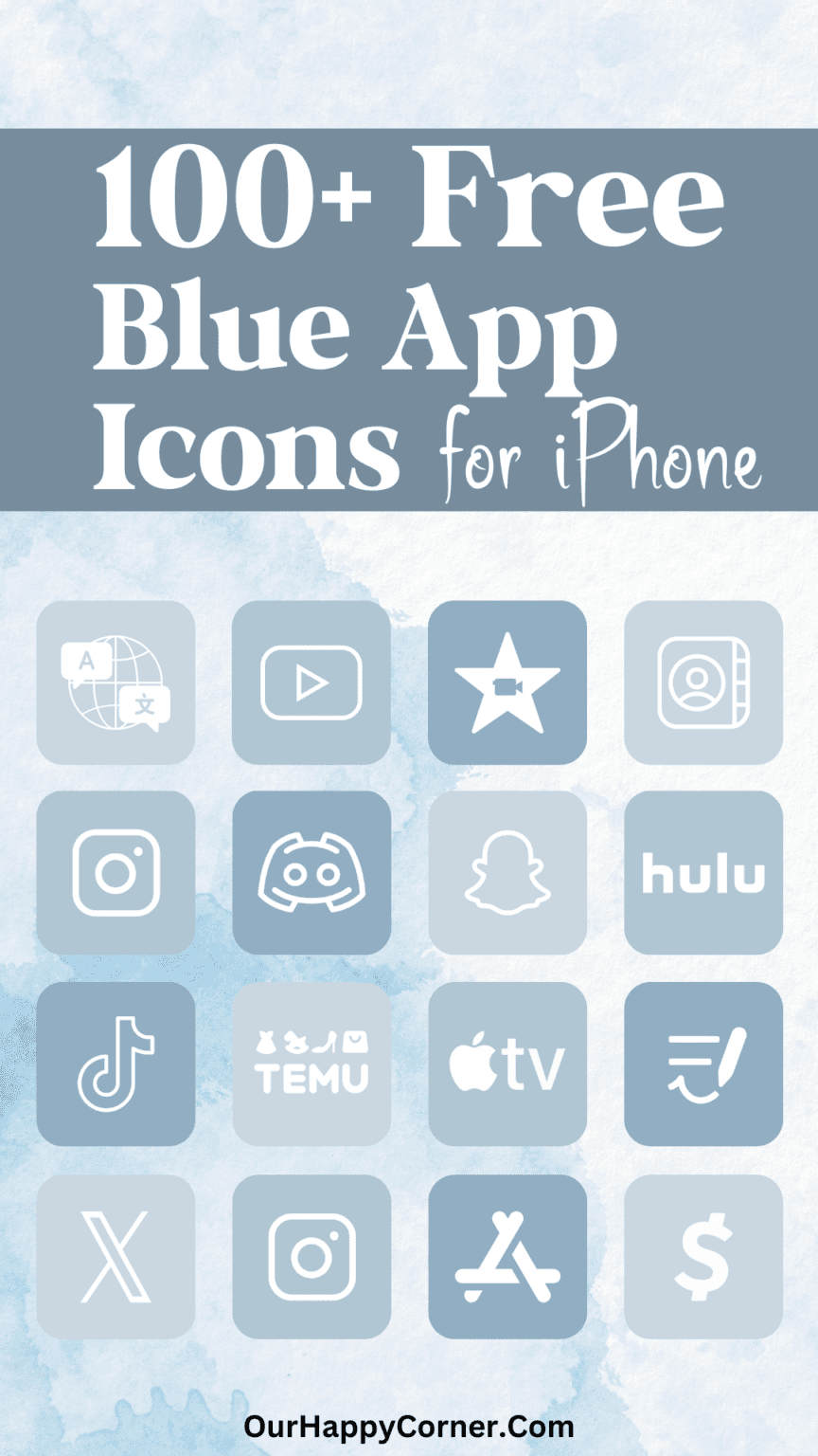 100 Free Blue App Icons For Your iPhone - Our Happy Corner