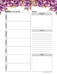 Floral Weekly Planner Free Printable - Our Happy Corner