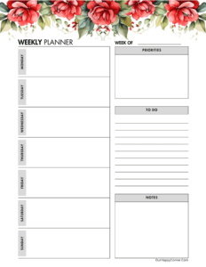 Floral Weekly Planner Free Printable - Our Happy Corner