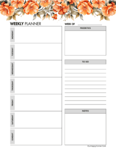 Floral Weekly Planner Free Printable - Our Happy Corner