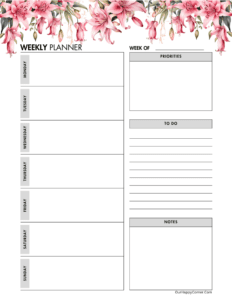 Floral Weekly Planner Free Printable - Our Happy Corner
