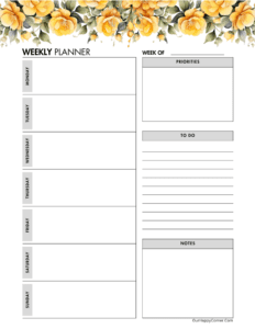Floral Weekly Planner Free Printable - Our Happy Corner