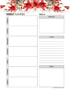 Floral Weekly Planner Free Printable - Our Happy Corner
