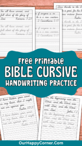Cursive Bible Verse Copywork Free Printable - Our Happy Corner