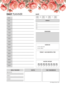 Floral Daily Planner Free Printable - Our Happy Corner