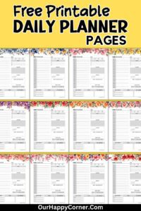 Floral Daily Planner Free Printable - Our Happy Corner