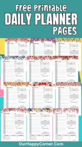 Floral Daily Planner Free Printable - Our Happy Corner