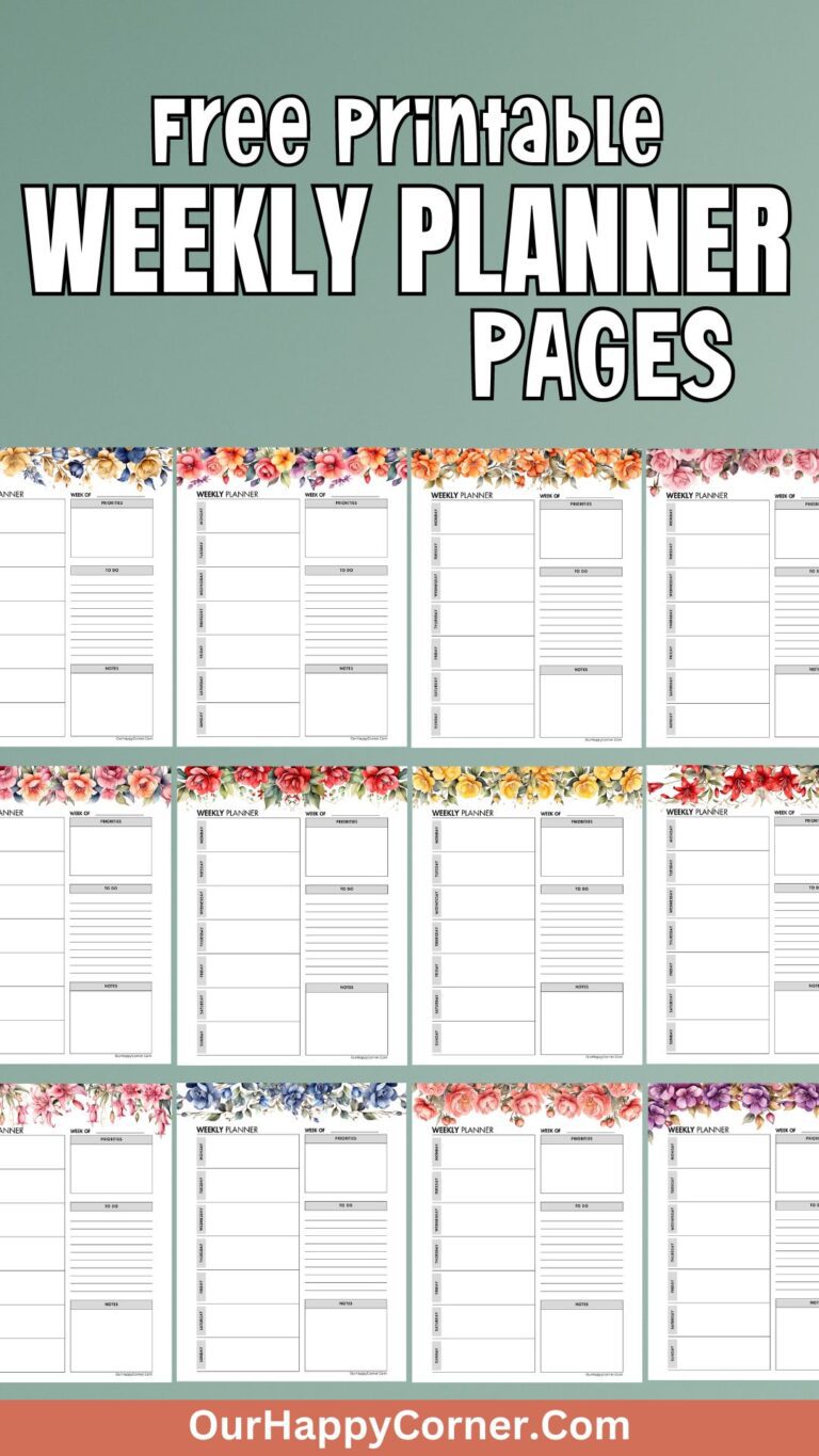 Floral Weekly Planner Free Printable - Our Happy Corner