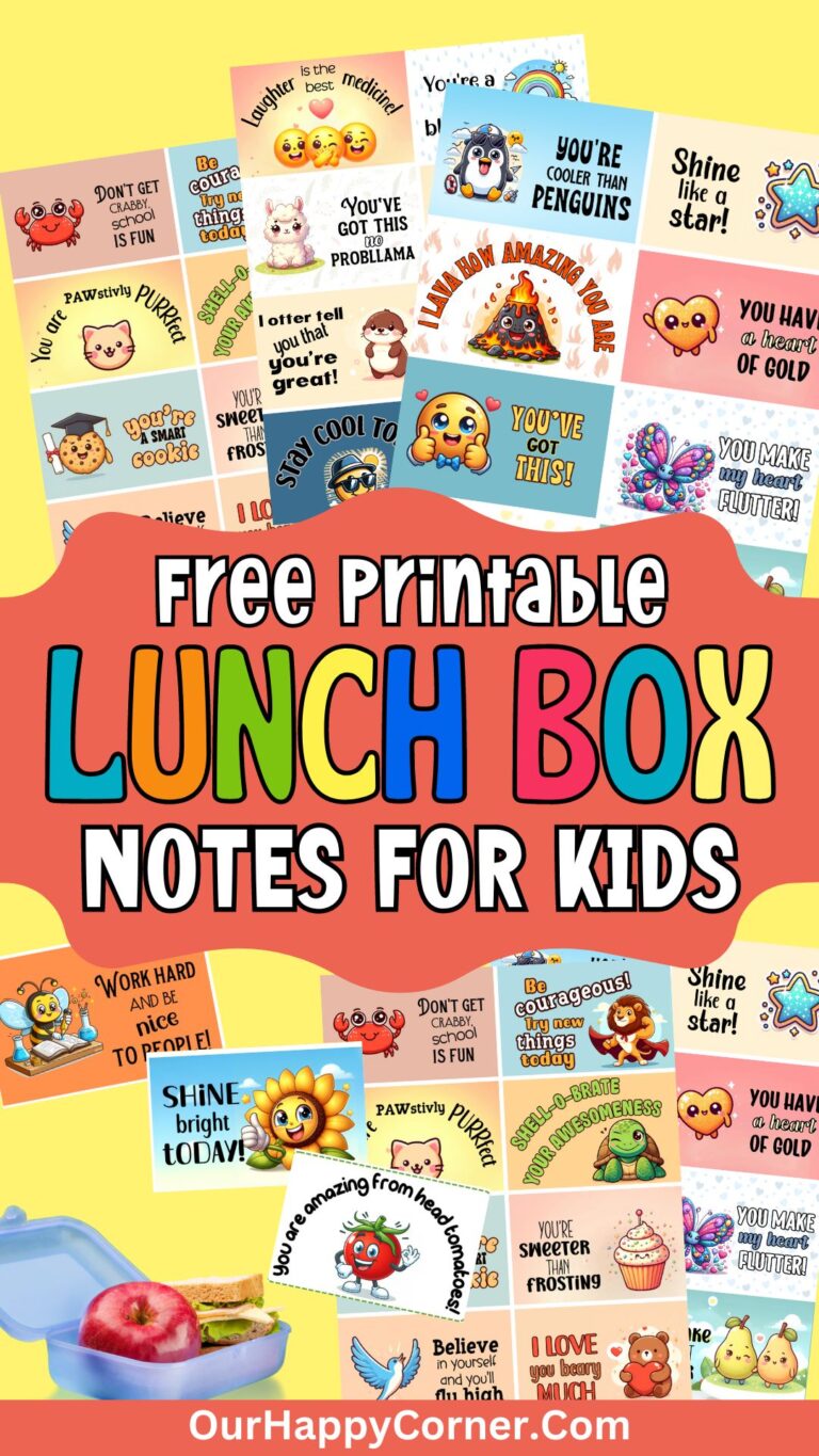 32 Free Printable Lunch Box Notes to Brighten Your Kids Day - Our Happy ...