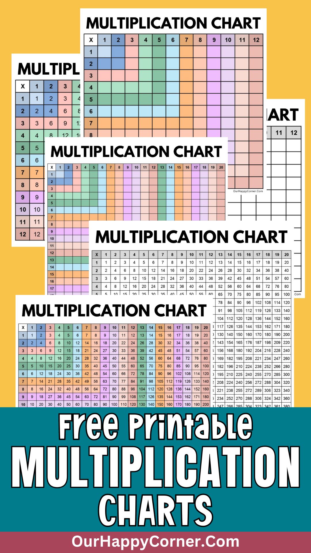 Multiplication Chart Printable - Making Times Tables Easy - Our Happy ...