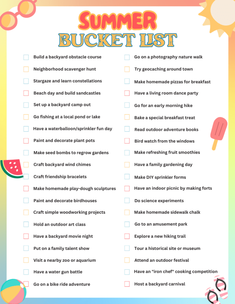 Summer Bucket List for Unforgettable Family Fun - Our Happy Corner