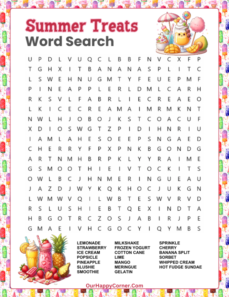 Summer Word Search Puzzles Free Printable - Our Happy Corner