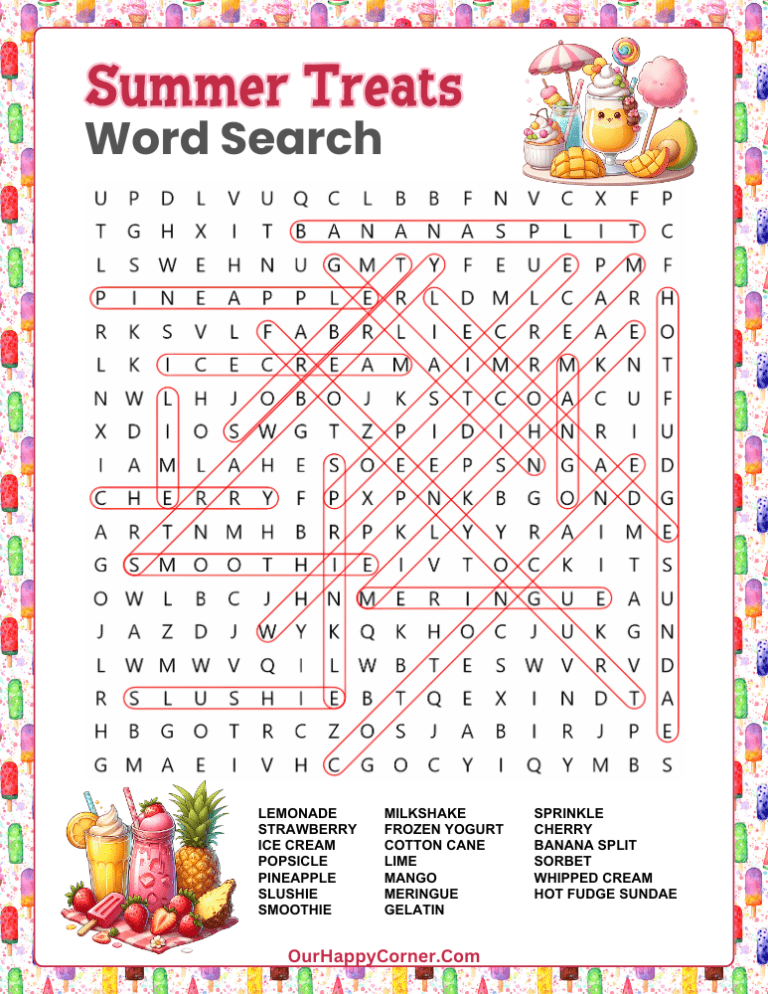 Summer Word Search Puzzles Free Printable - Our Happy Corner