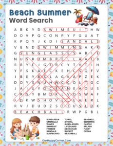 Summer Word Search Puzzles Free Printable - Our Happy Corner