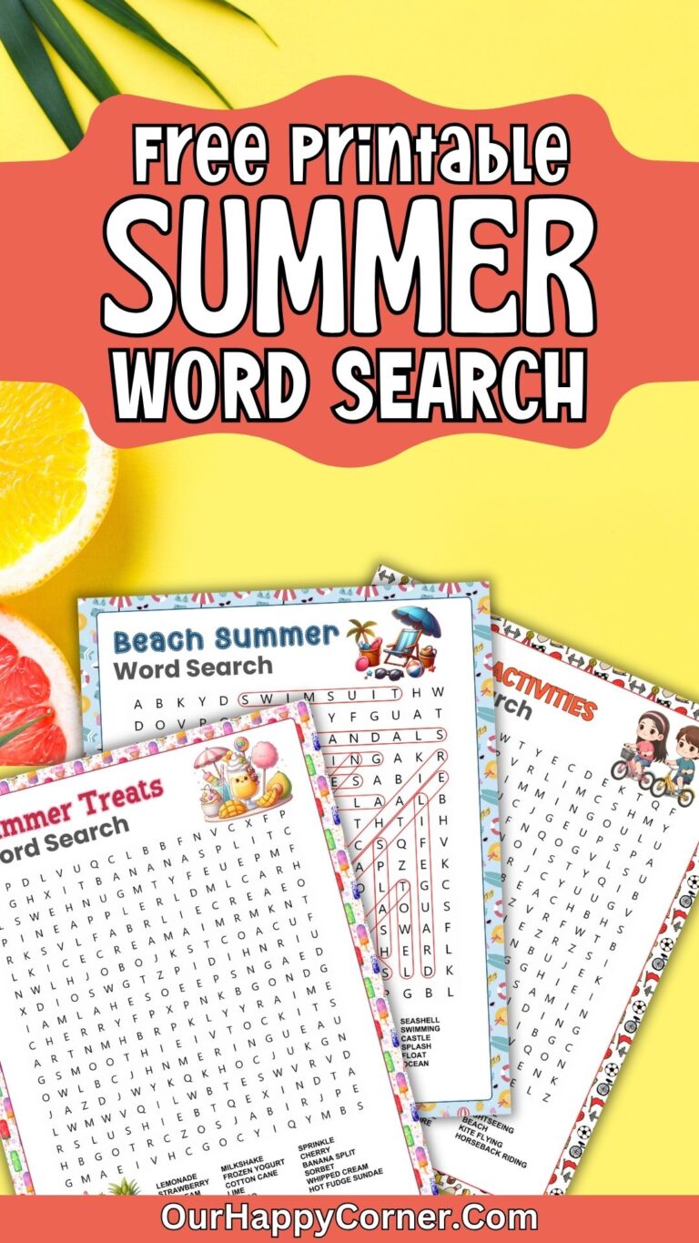 Summer Word Search Puzzles Free Printable - Our Happy Corner