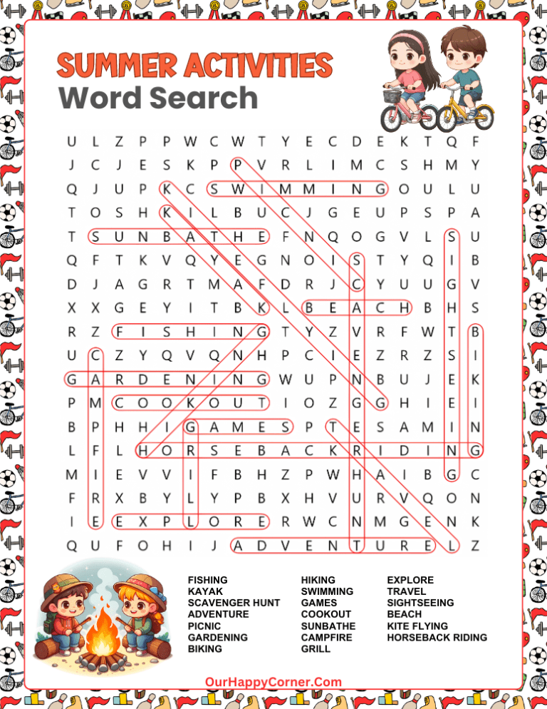 Summer Word Search Puzzles Free Printable - Our Happy Corner