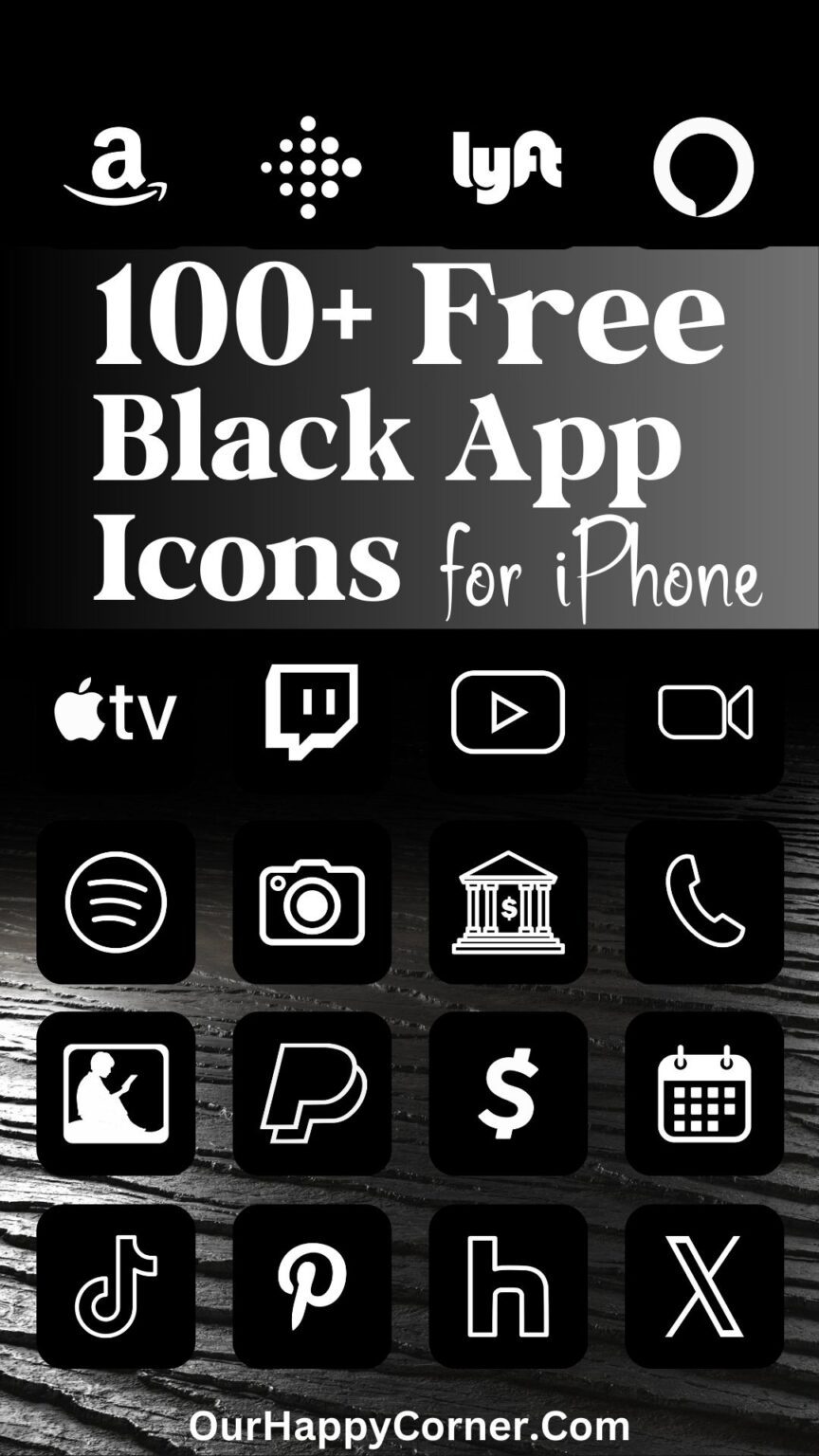 100 Free Black And White App Icons For Your iPhone - Our Happy Corner