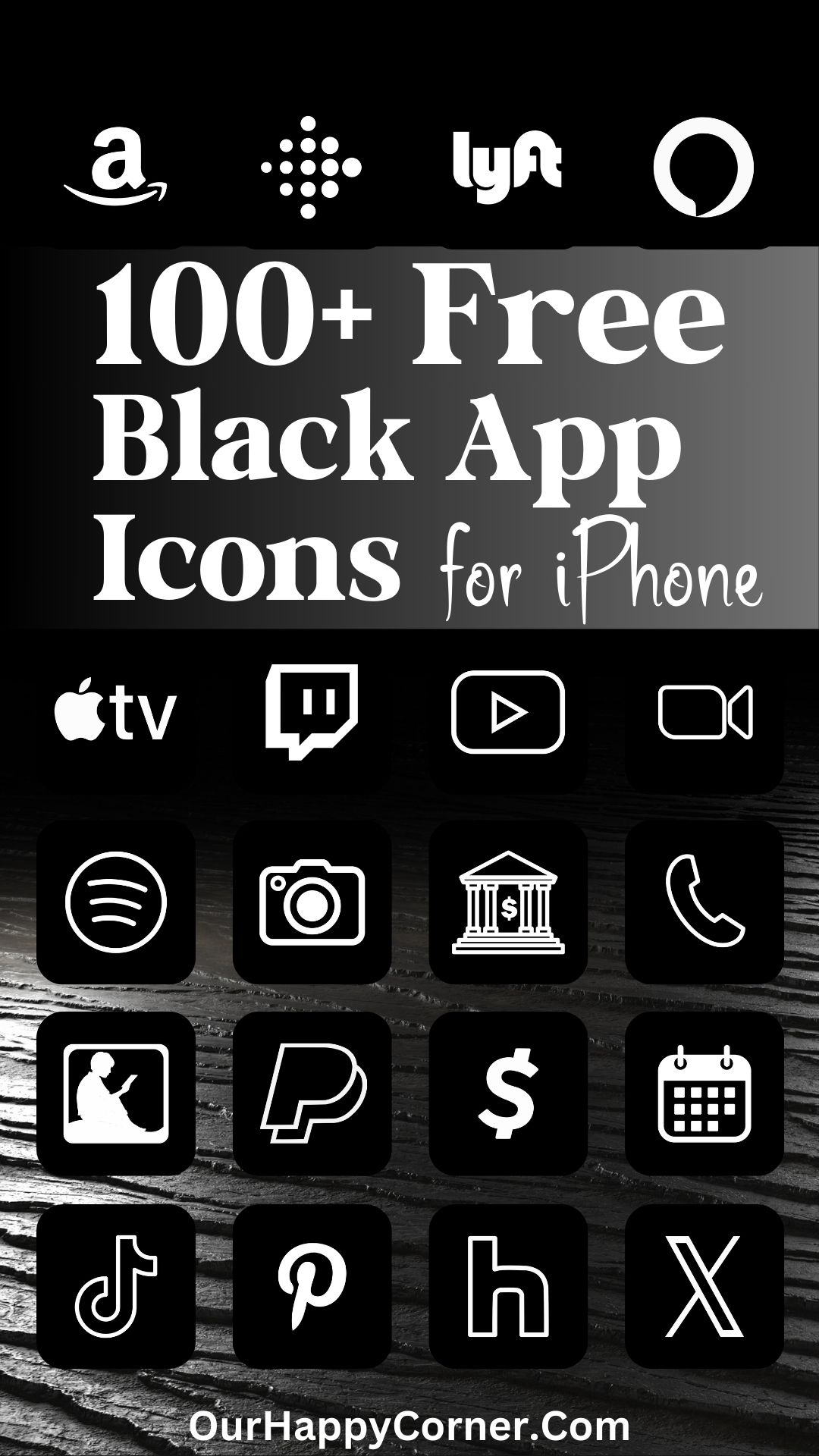 100 Free Black And White App Icons For Your iPhone - Our Happy Corner