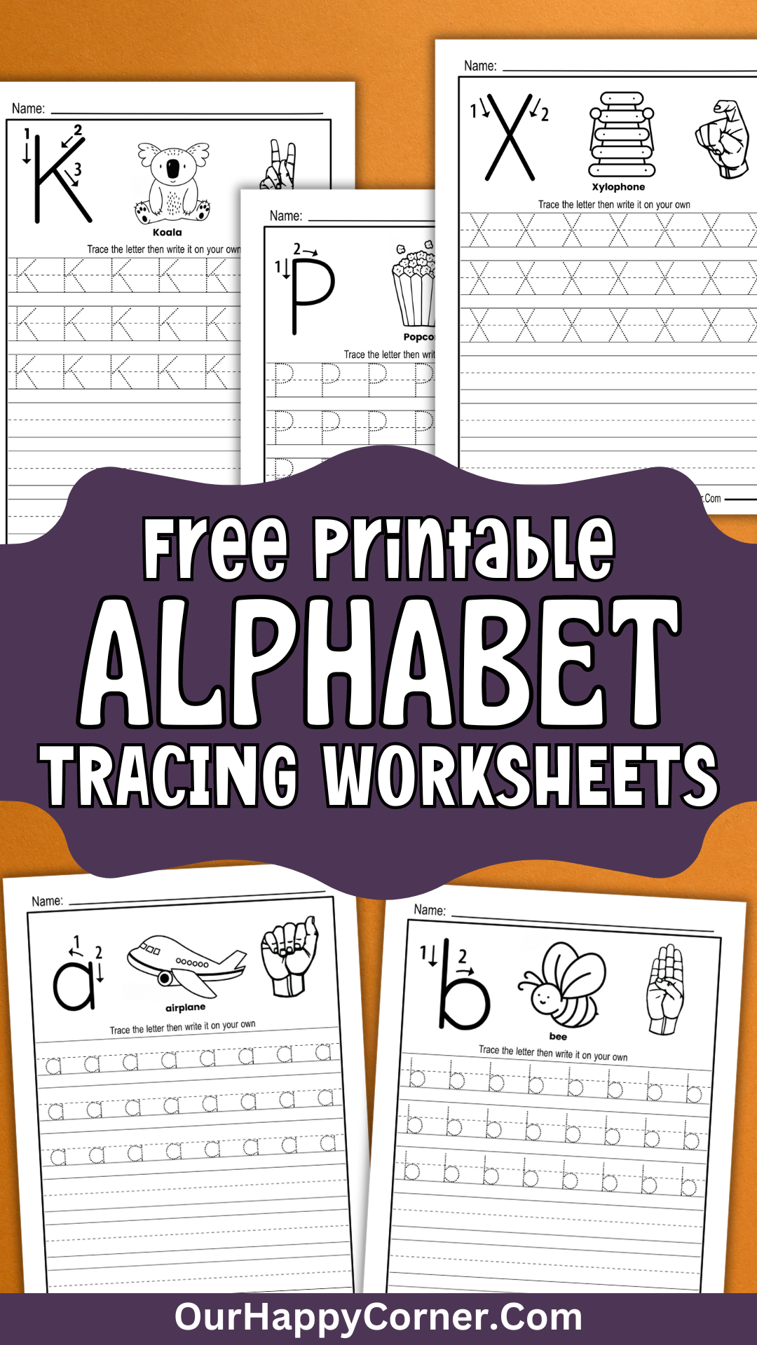 Alphabet Tracing Worksheets Free Printables - Our Happy Corner