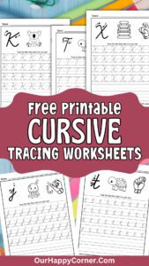 Free Cursive Alphabet Tracing Worksheets - Our Happy Corner