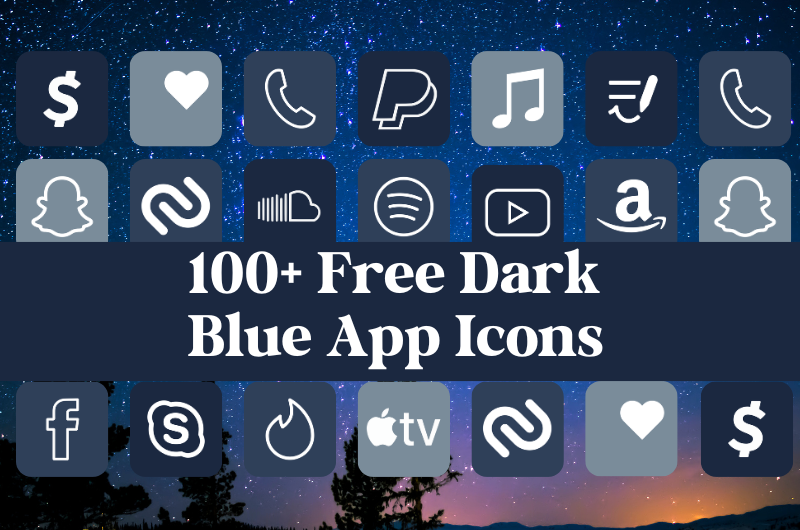 100 Free Aesthetic Dark Blue App Icons For Your iPhone - Our Happy Corner