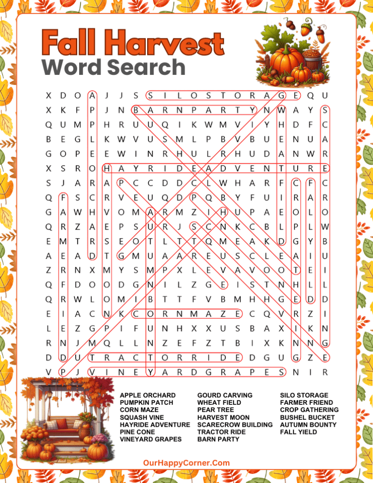 Free Printable Fall Word Search Puzzles - Our Happy Corner
