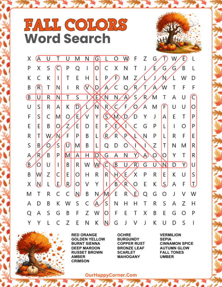 Free Printable Fall Word Search Puzzles - Our Happy Corner