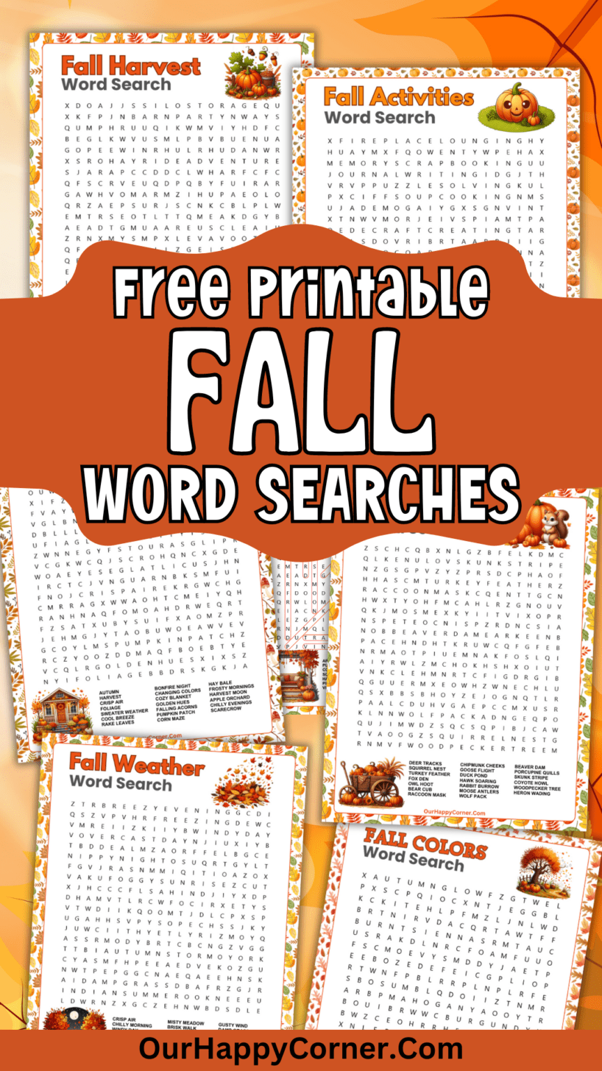 Free Printable Fall Word Search Puzzles - Our Happy Corner